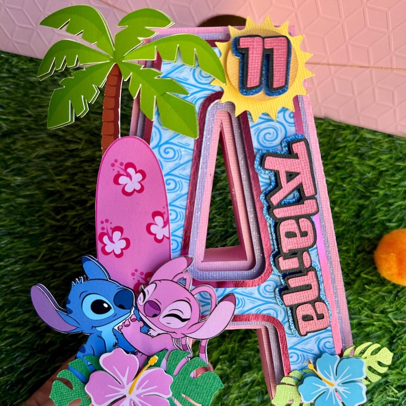 Custom Lilo and Stitch 3D Letter | Hawaiian Birthday Party Decor - Etsy
