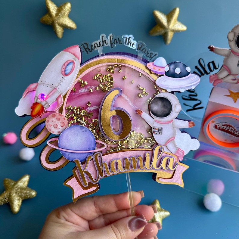 Pastel Space Cake Topper | Custom Outer Space Birthday Decor - Etsy