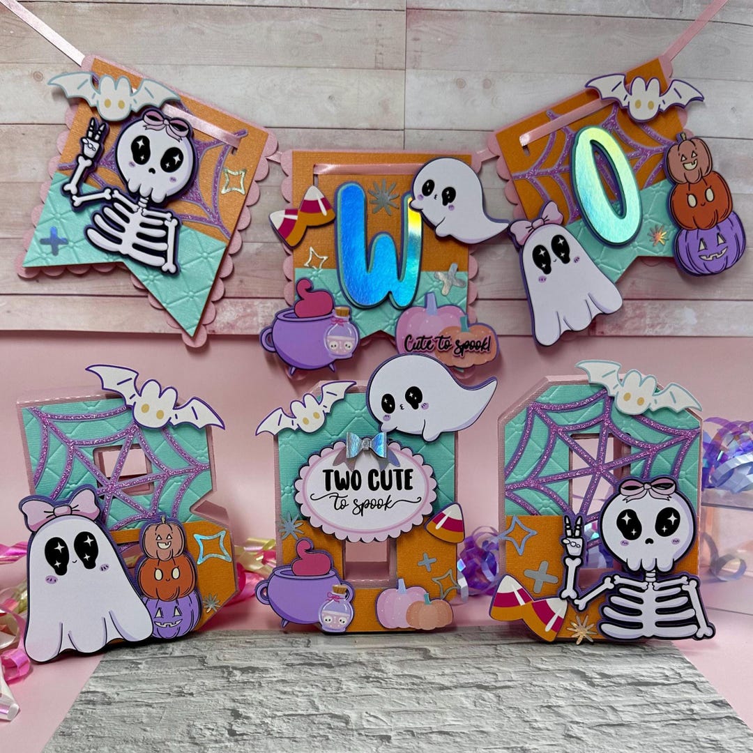 Too Cute to Spook Halloween Banner | Ghost and Skeleton Birthday ...