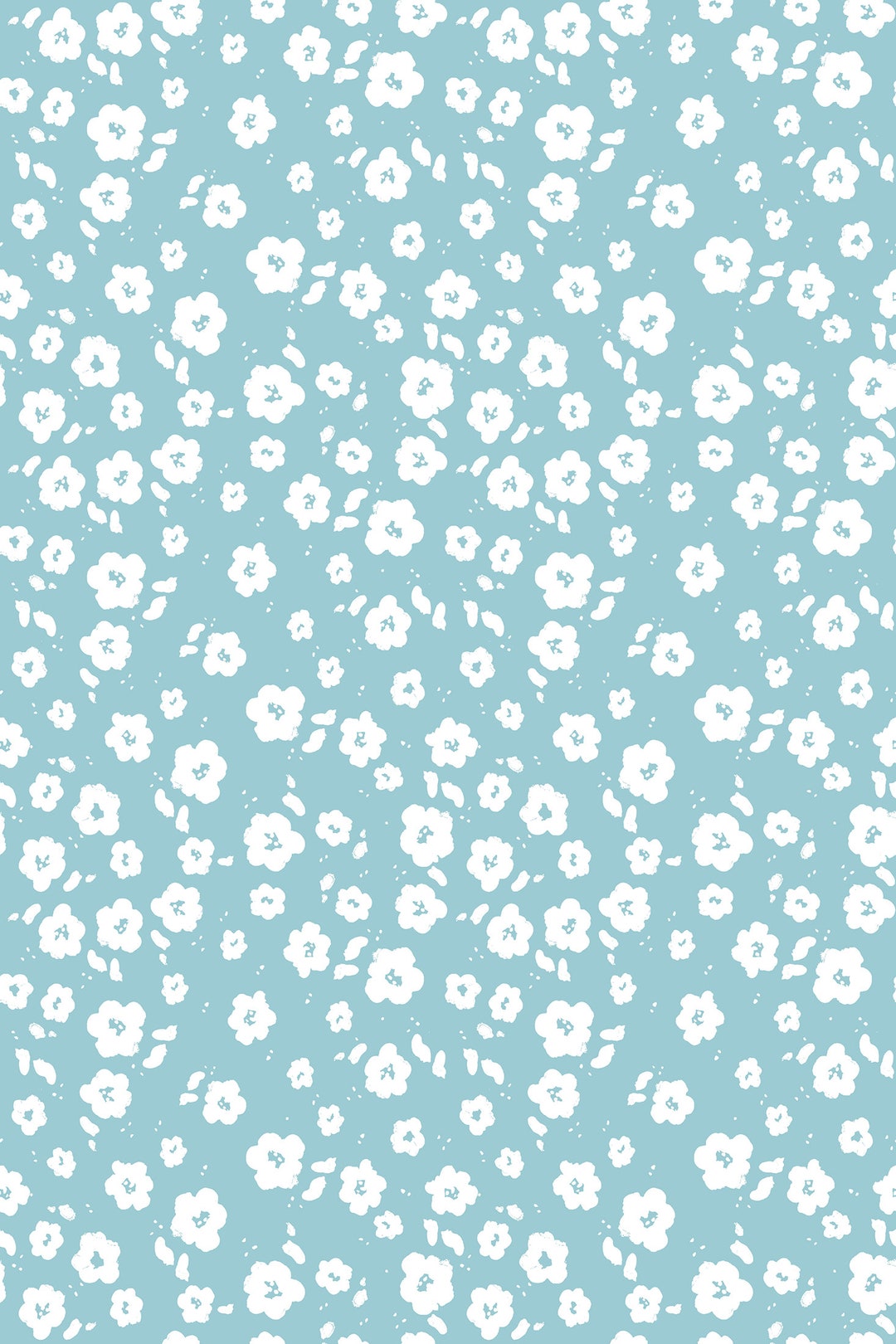 Poppy Baci Blue Cream Flower Abstract Wallpaper - Etsy