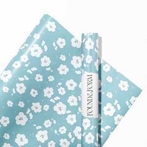 Poppy Baci Blue Cream Flower Abstract Wallpaper - Etsy