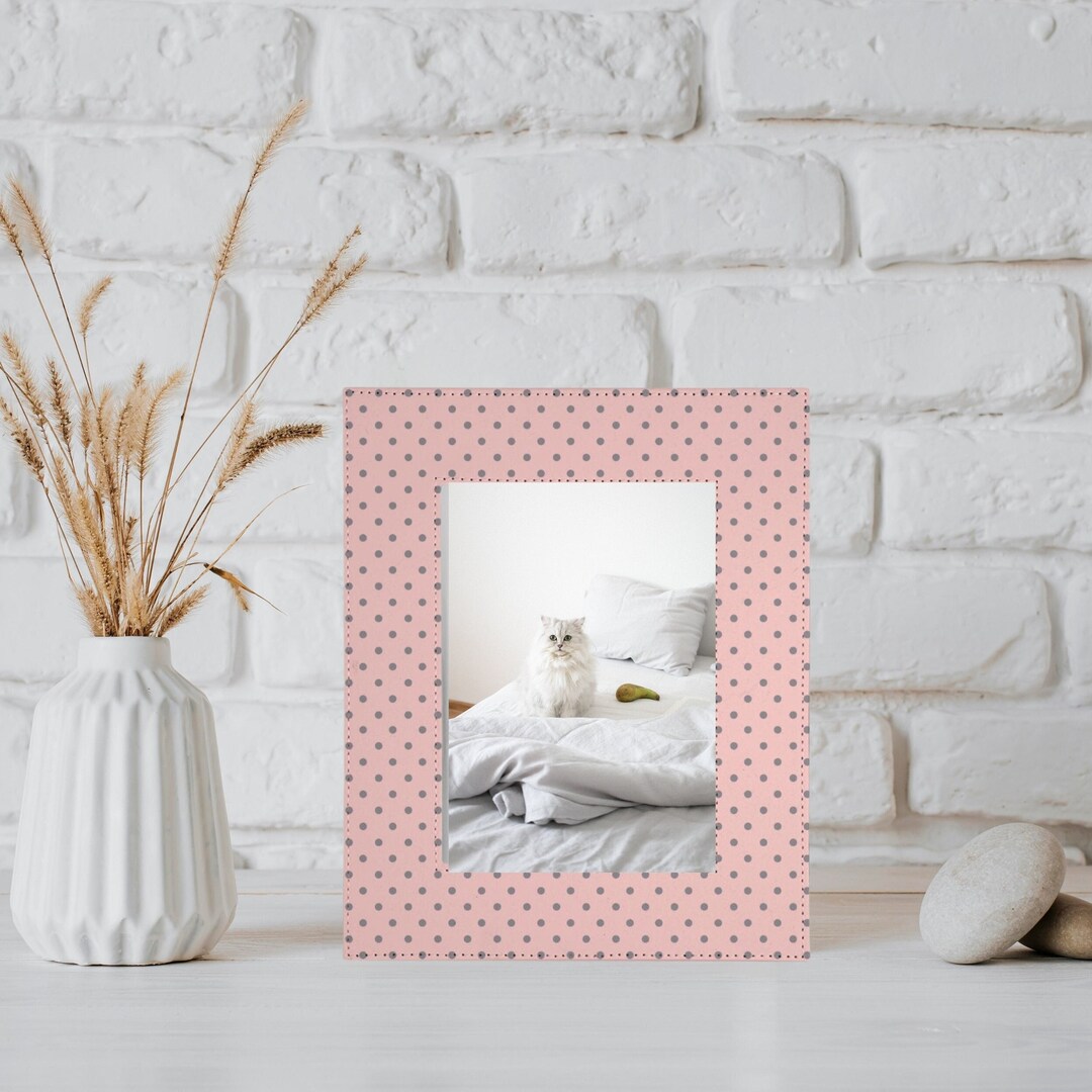 Custom Pink Polka Dot Picture Frame, 5x7 Photo Frame, Modern Farmhouse ...