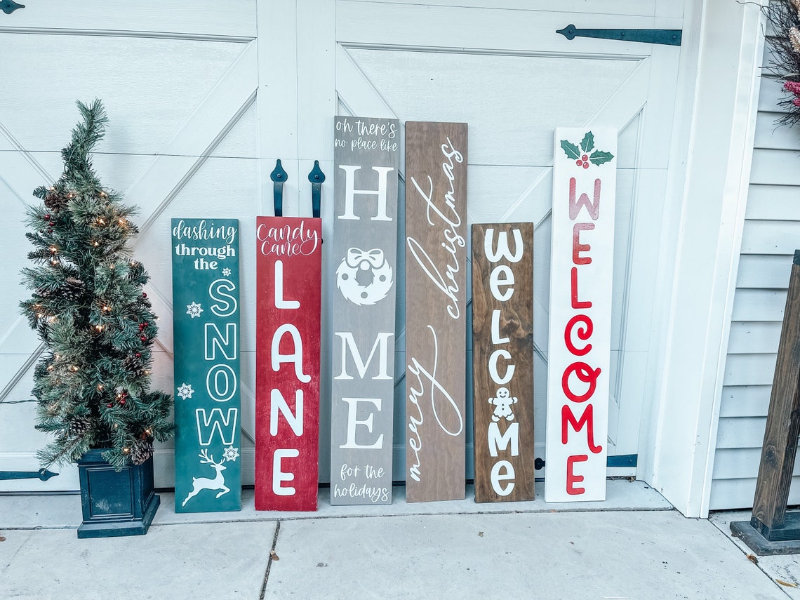 Christmas Welcome Sign Porch Leaner - Candy Cane Lane Merry Christmas ...