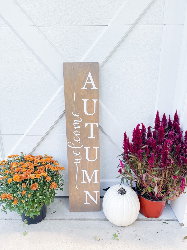 Fall Porch Sign Decor Porch Leaner Hello Fall Autumn - Etsy