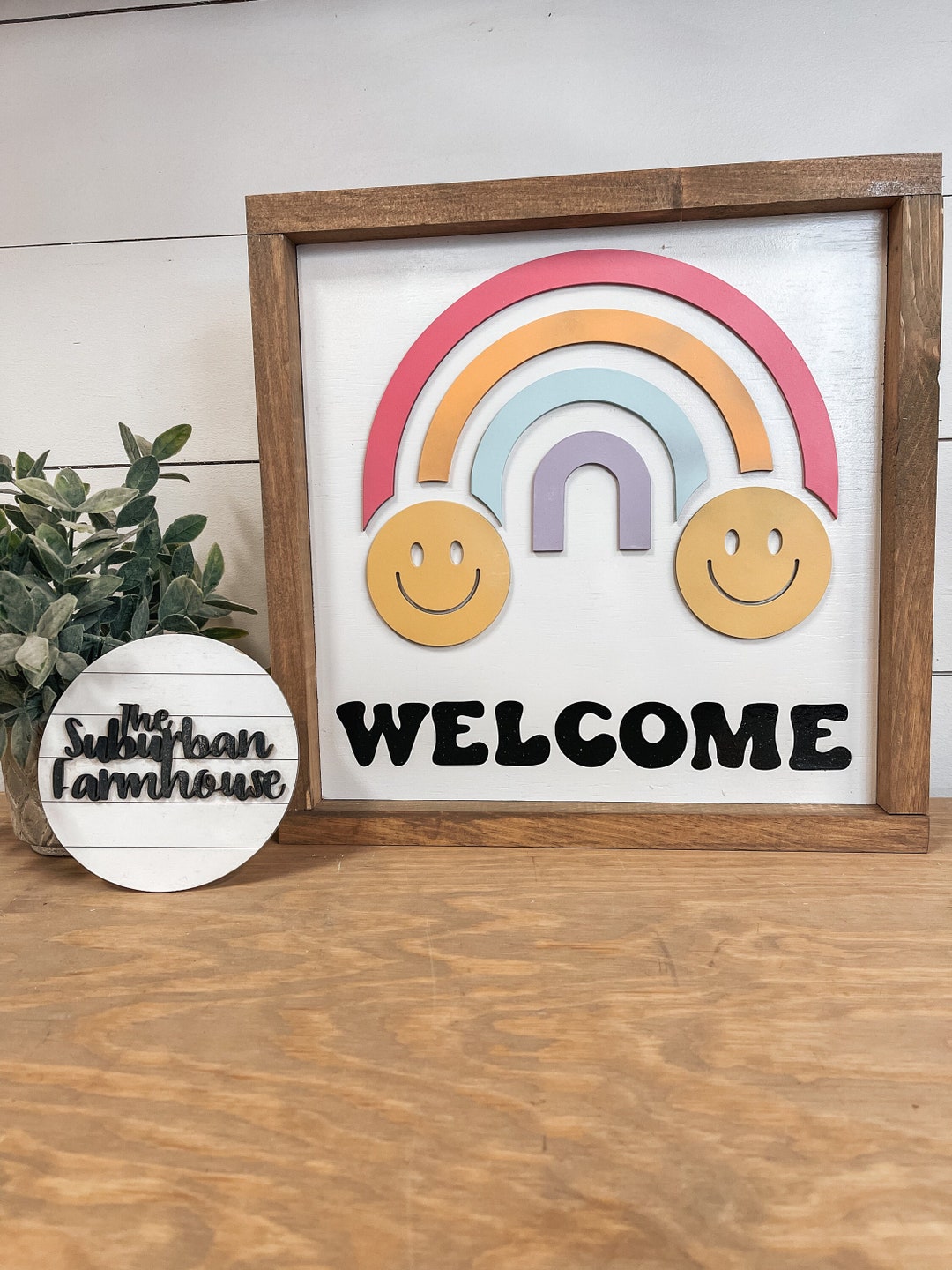Groovy Rainbow Welcome Sign Classroom Decoration - the Suburban ...