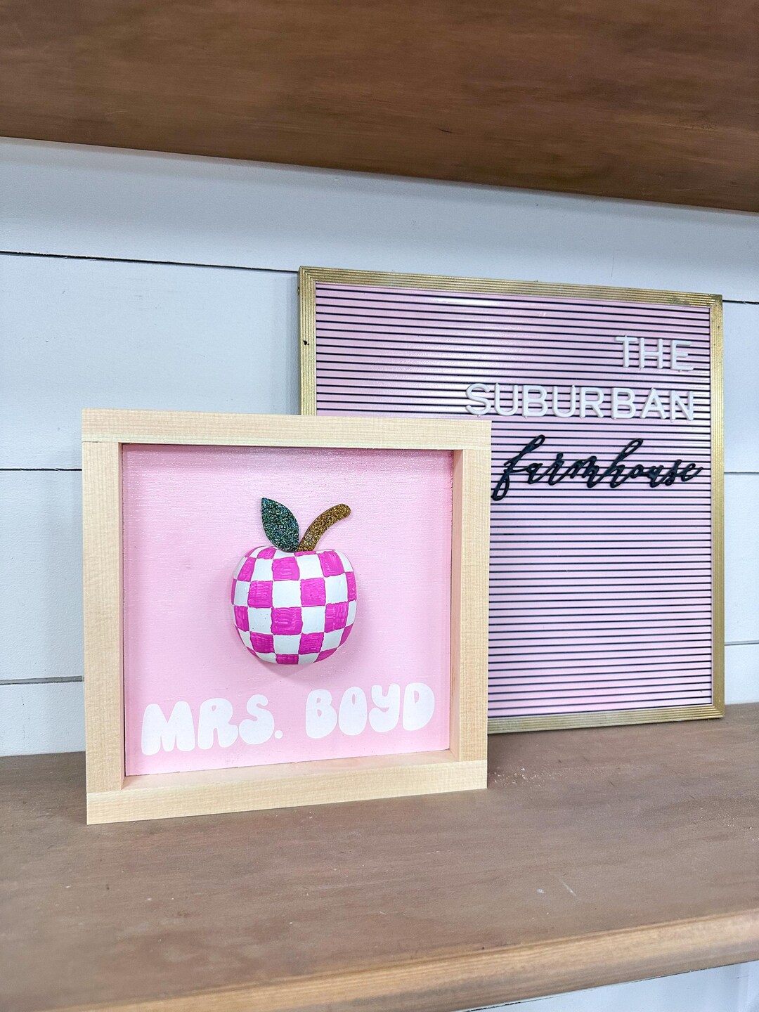 Teacher Checkerboard Apple (3D) Sign - Groovy Classroom Decor - the ...