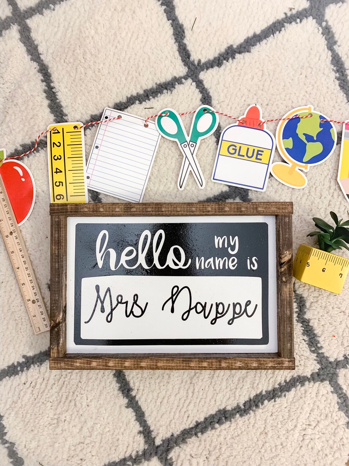 Teacher Gift/ Hello Name Tag Sign - Teacher Classroom Door Decor ...