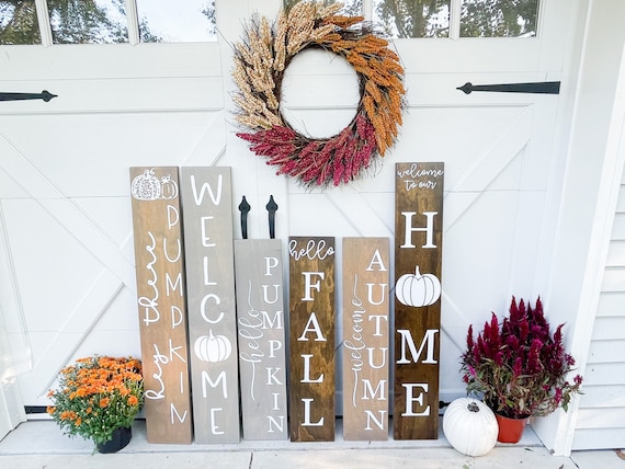 Fall Porch Sign Decor Porch Leaner Hello Fall Autumn - Etsy