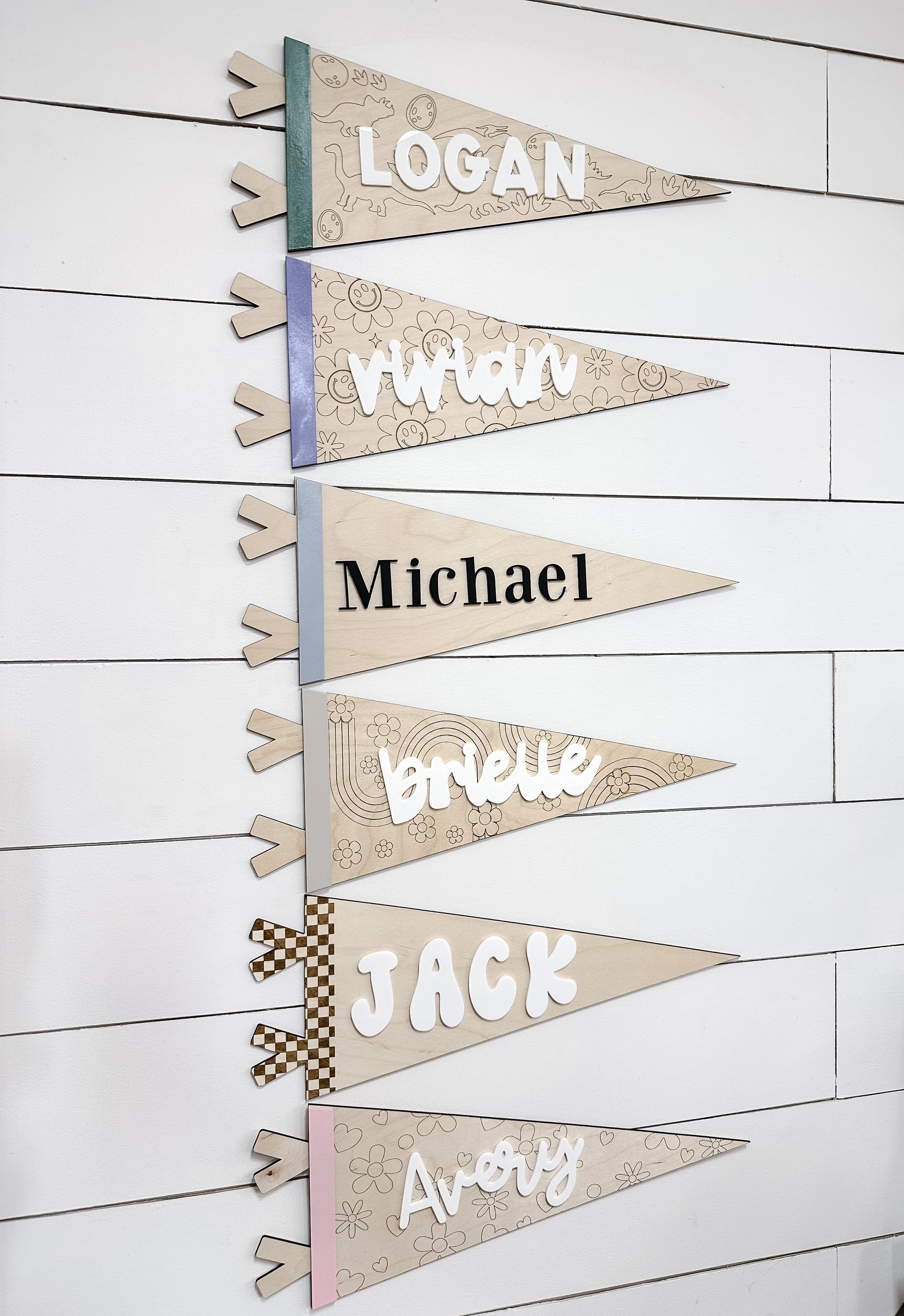 Personalized Wood Pennant Name Banner: Boho Nursery Decor - Etsy