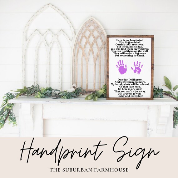 Handprint Poem Sign Children's Handprint Sign-last Name - Etsy