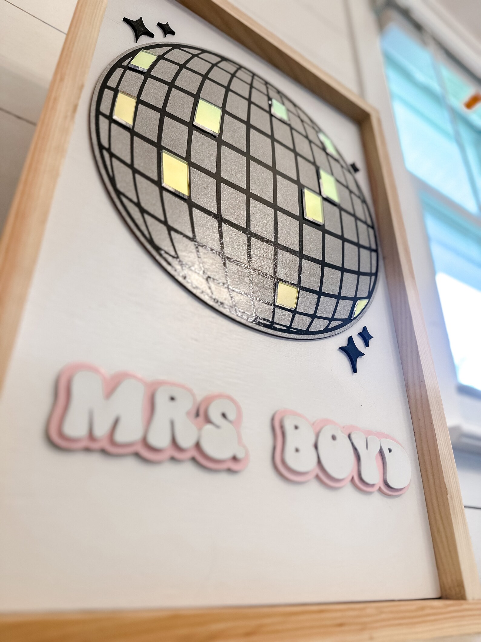 Groovy Teacher Disco Ball Last Name Sign - Retro Classroom Decor - the ...