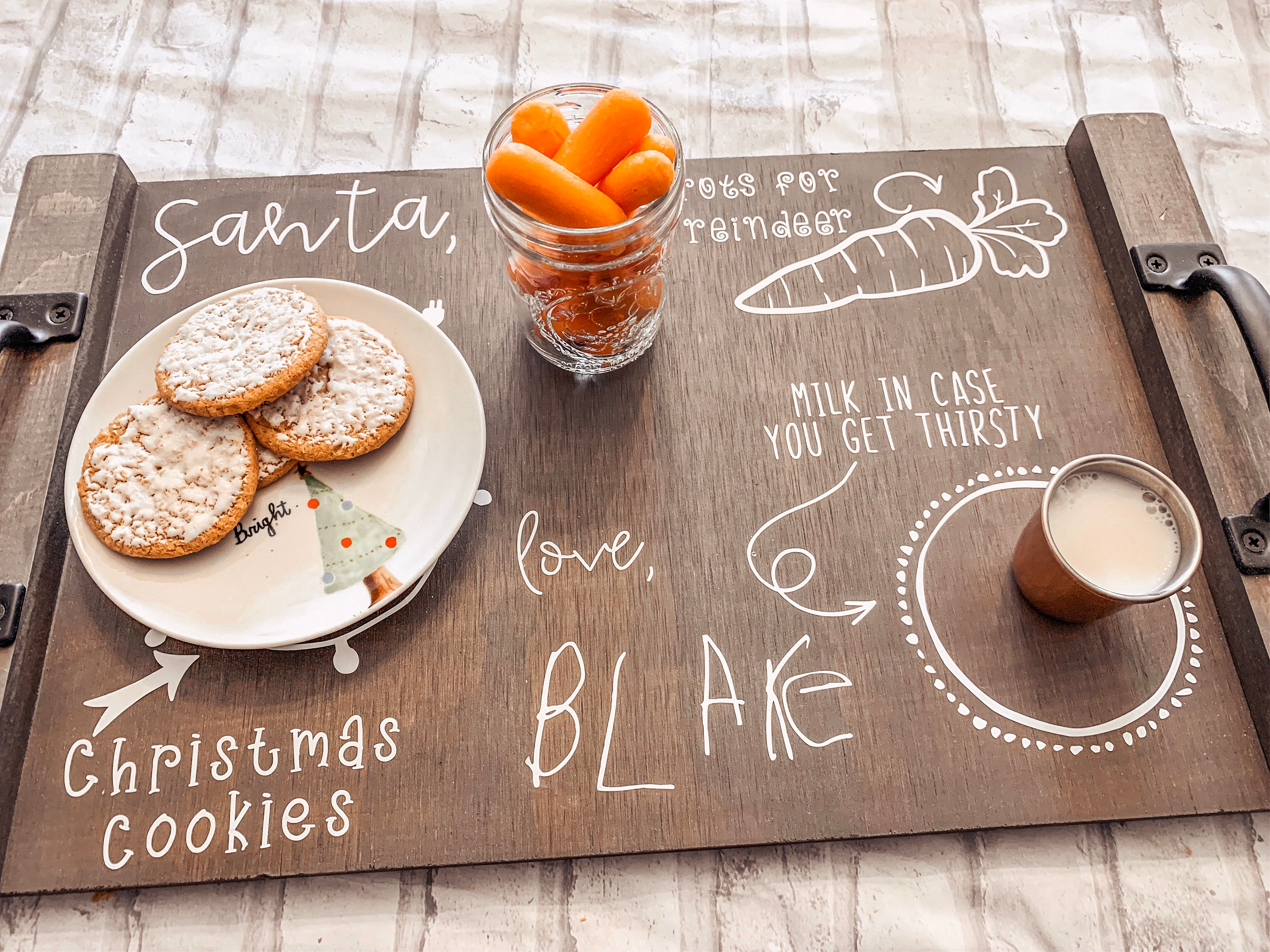 Christmas Cookie Tray - Milk and Cookies for Santa - Santa Milk and ...