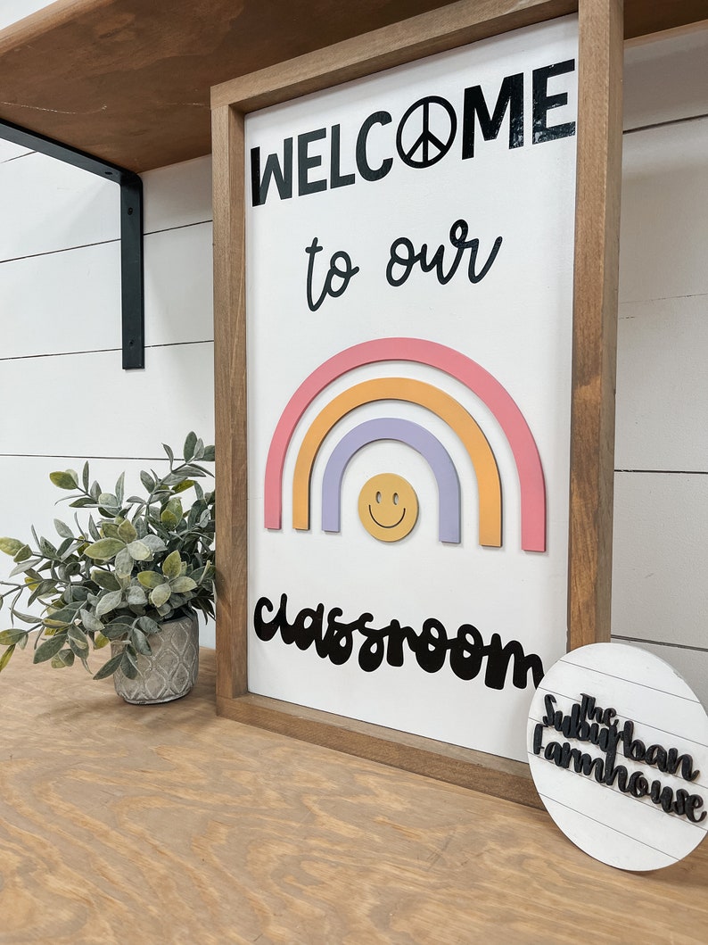 Groovy Rainbow Welcome Sign Classroom Decoration the - Etsy