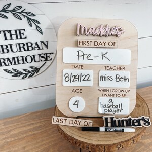 Personalized First Day of School Sign: Wood Farmhouse Decor - Etsy