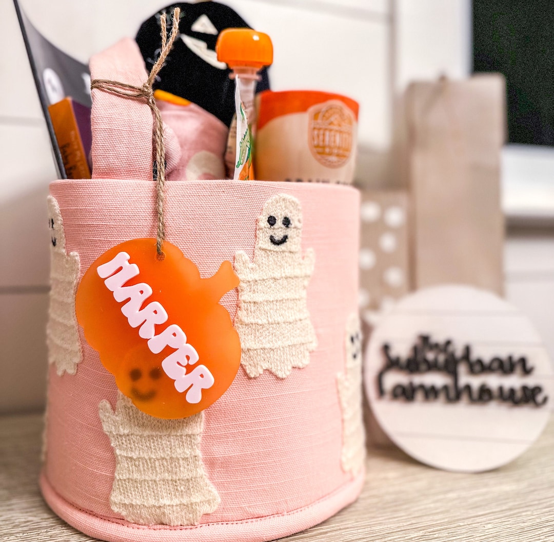 Personalized Halloween Basket Tag: Laser Cut Name Charm - Etsy