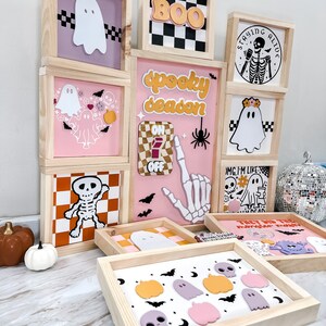 Spooky Season Cute Pink Halloween Ghost Decor - Retro Groovy Halloween ...