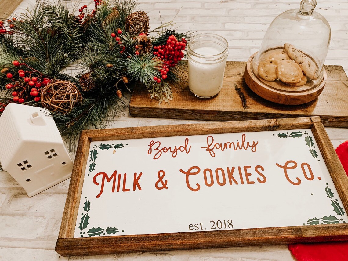 Milk and Cookies Sign- Custom Christmas Sign - Last Name Christmas Sign ...