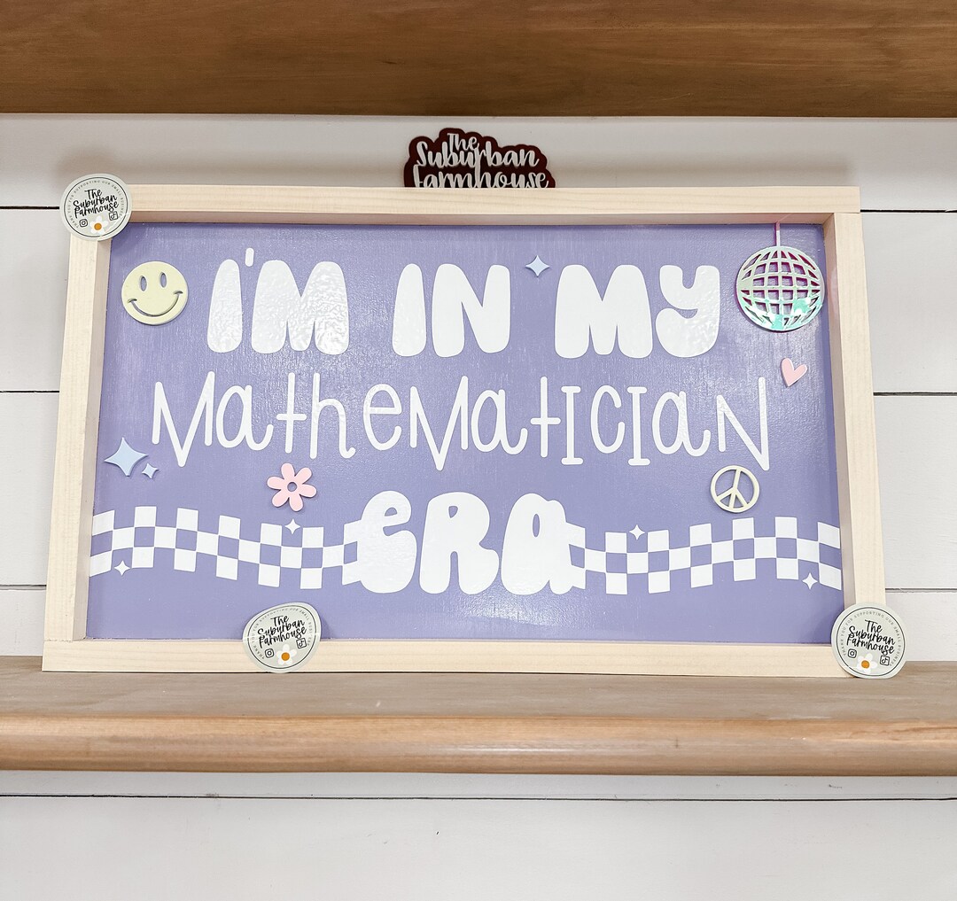 Retro Teacher Sign: Groovy Classroom Decor - Math Era - Etsy