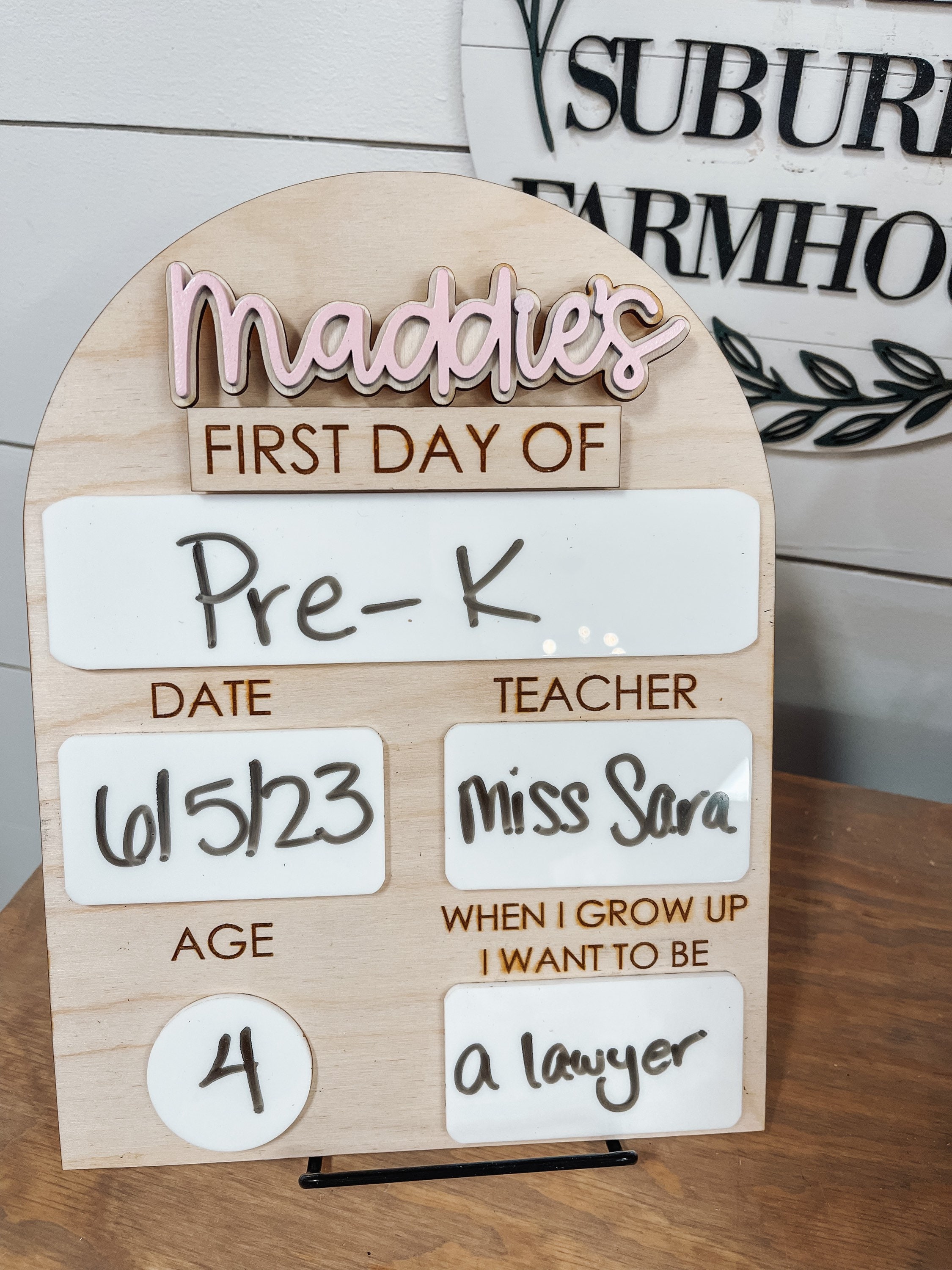 Personalized First Day of School Sign: Wood Farmhouse Decor - Etsy