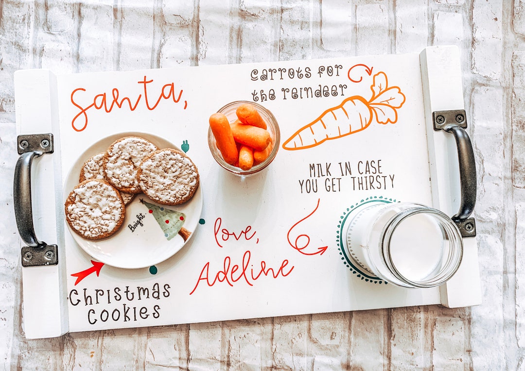 Santa Milk and Cookies Tray - Tray for Christmas Cookies - Santa Tray ...