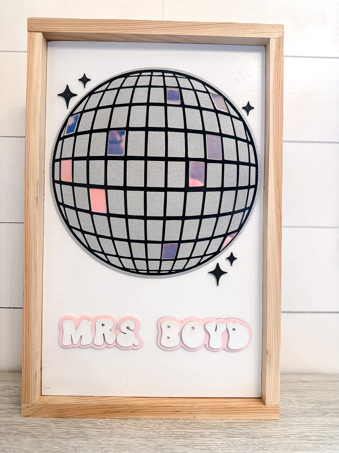 Groovy Teacher Disco Ball Last Name Sign - Retro Classroom Decor - the ...