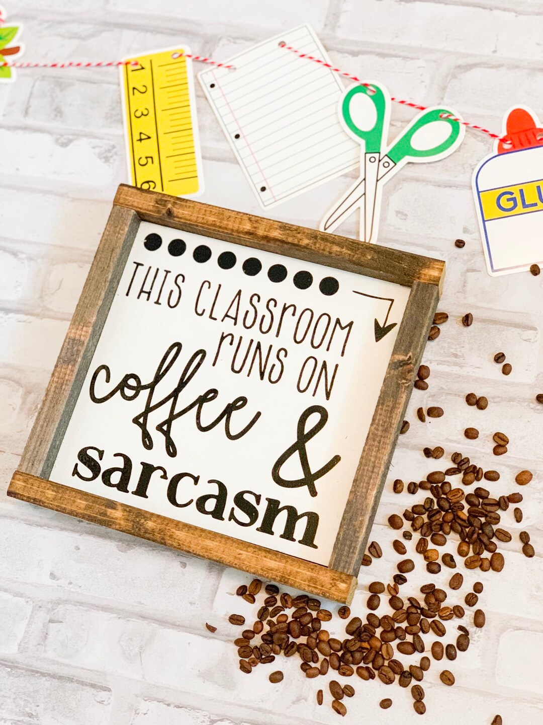 Teacher Gift/ Classroom Runs on Coffee - Classroom Decor - Teacher Gift ...