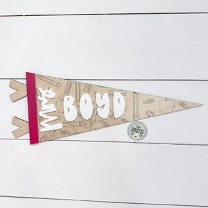 Wood Pennant Child's Name Flag Banner - Nursery Shelf Decor - Modern ...
