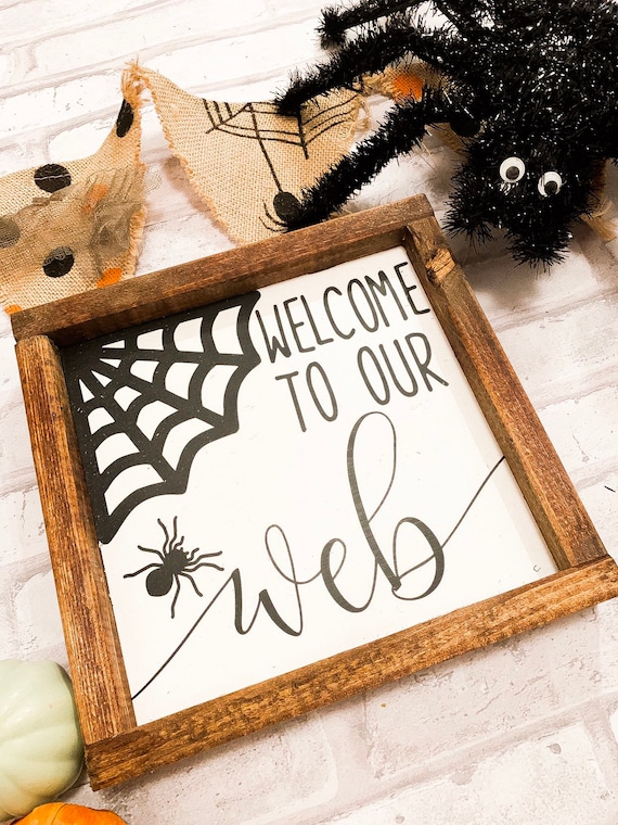 Spider Web Sign Halloween Sign Spider Decor Farmhouse | Etsy