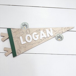 Wood Pennant Child's Name Flag Banner - Nursery Shelf Decor - Modern ...