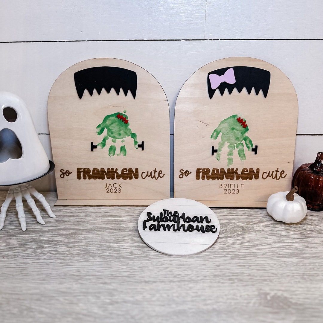 DIY Frankenstein Halloween Handprint Art - Baby Footprint or Hand Sign ...