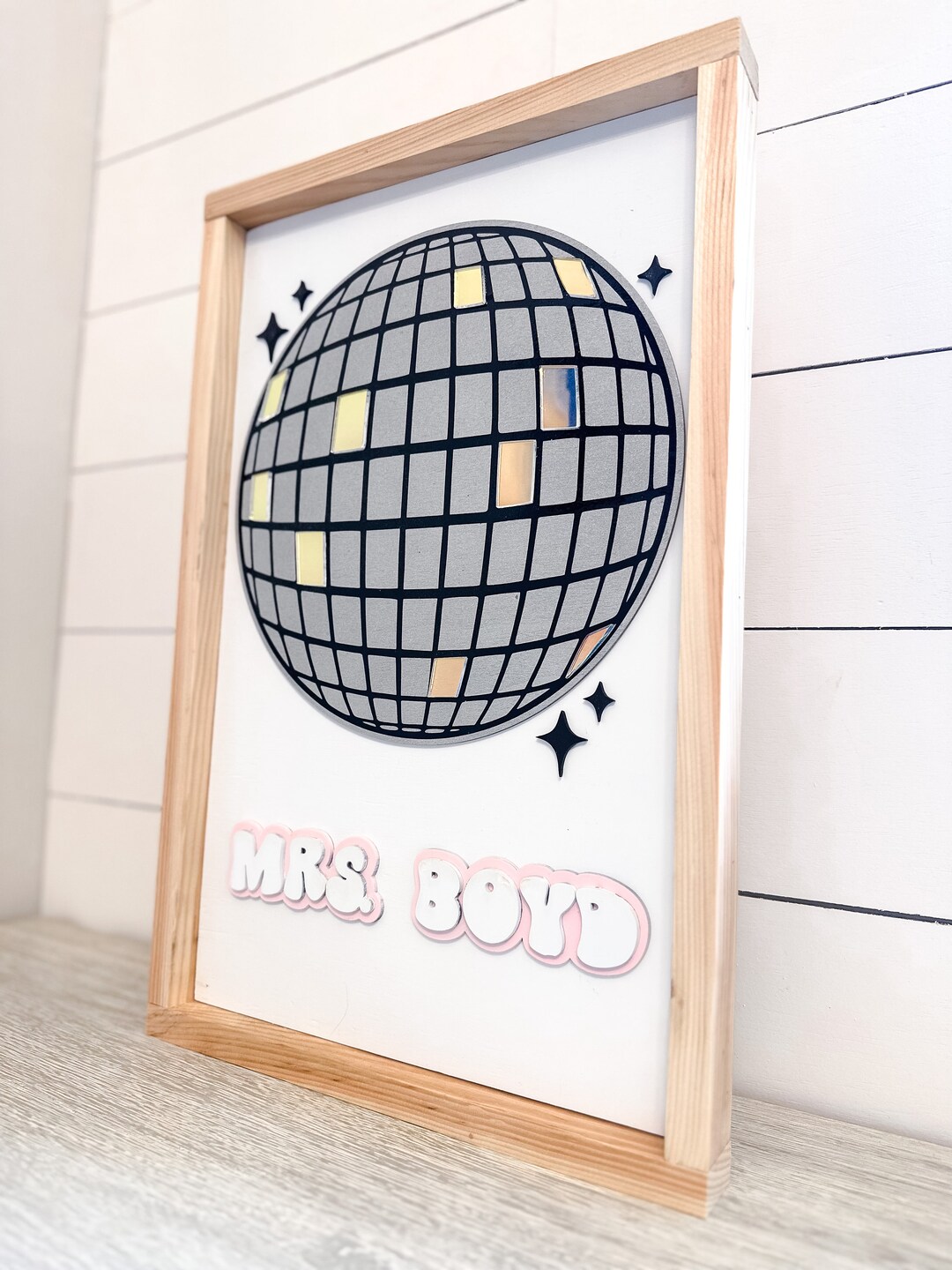 Groovy Teacher Disco Ball Last Name Sign - Retro Classroom Decor - the ...