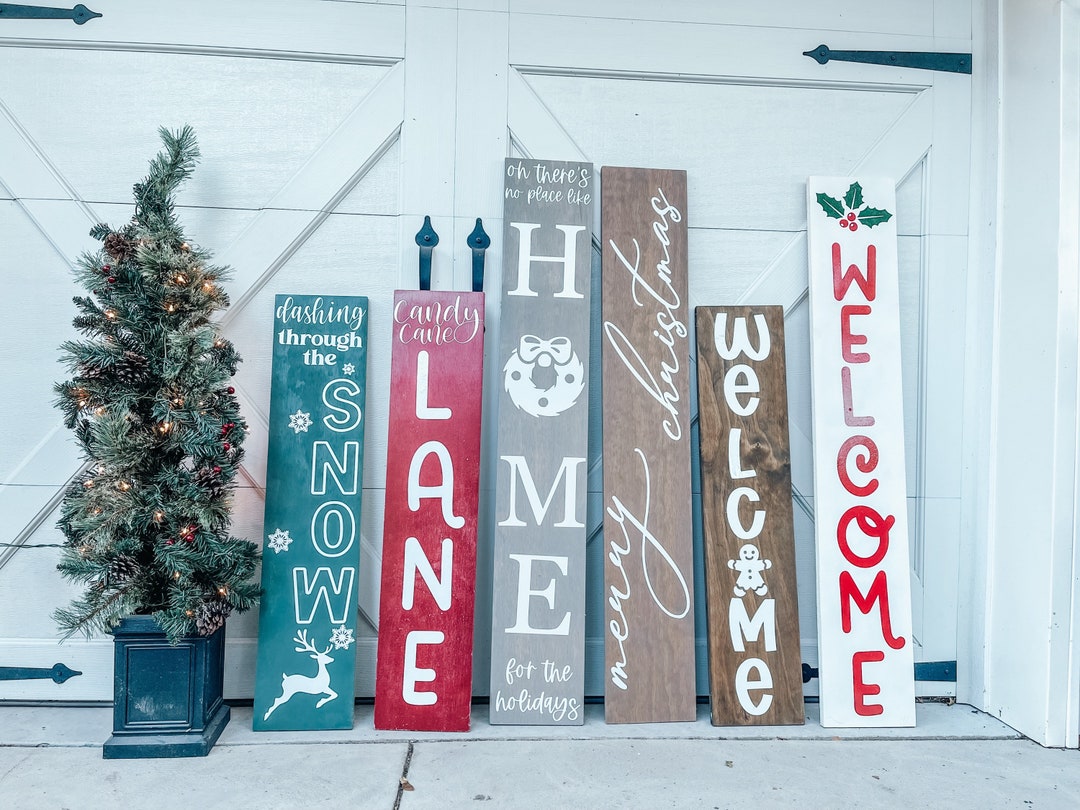 Christmas Welcome Sign Porch Leaner - Candy Cane Lane Merry Christmas ...