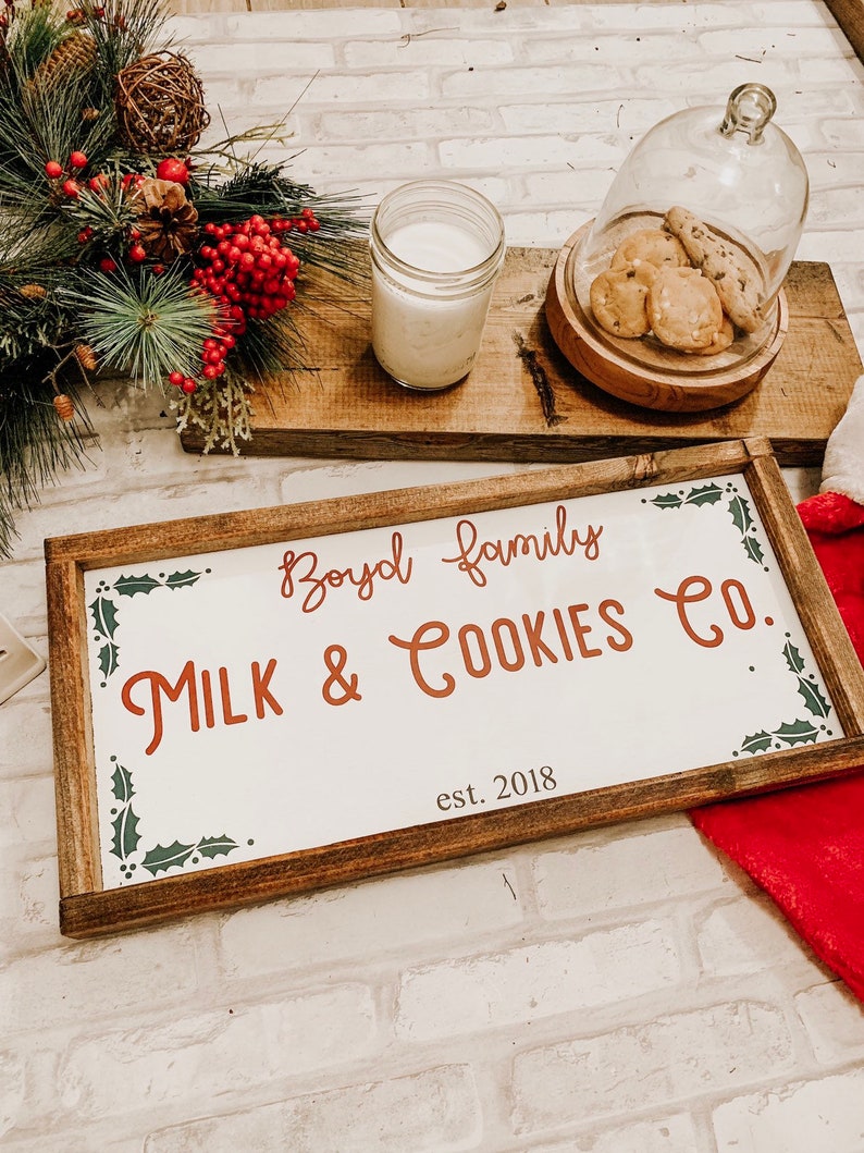 Milk and Cookies Sign- Custom Christmas Sign - Last Name Christmas Sign ...