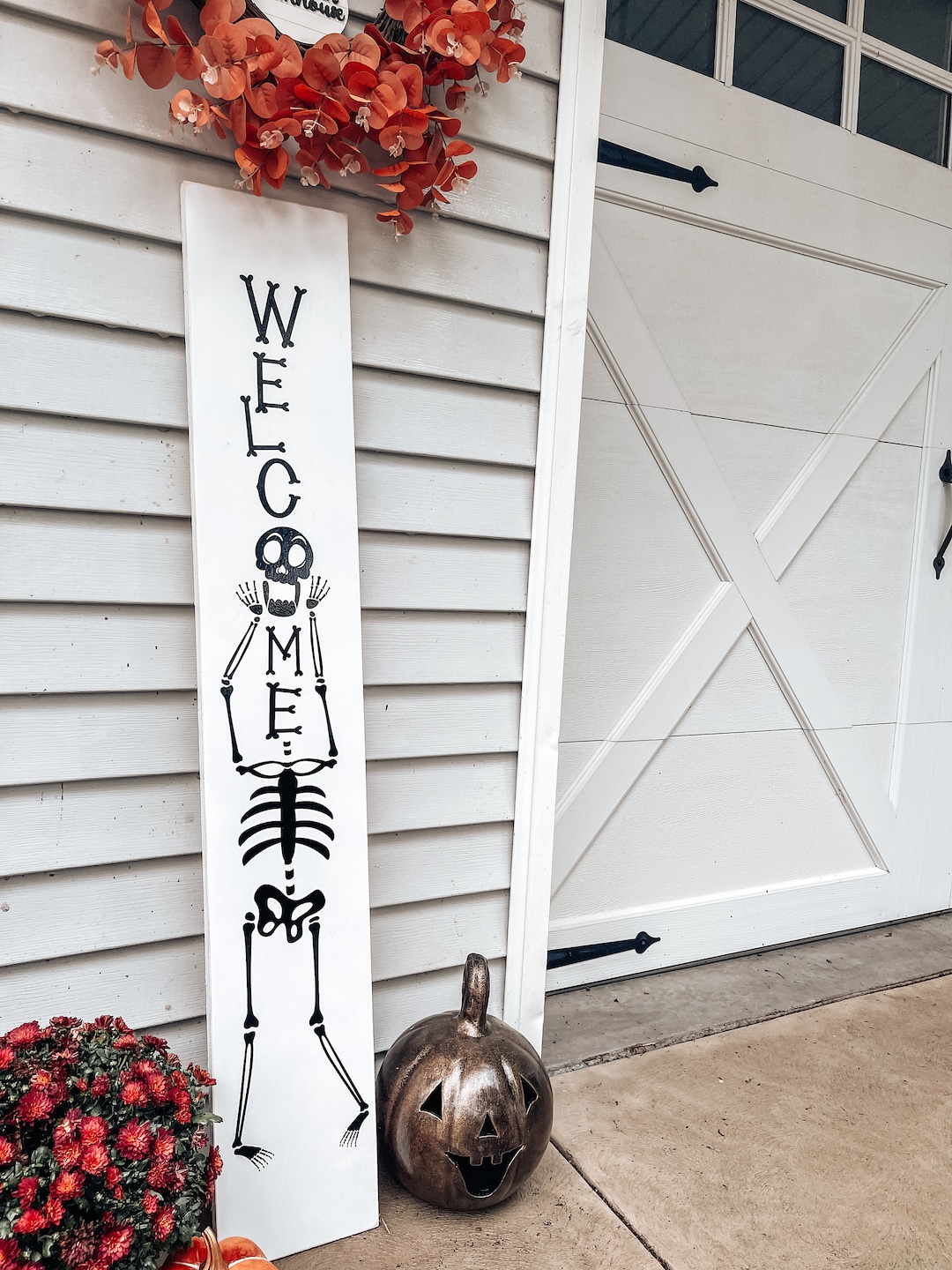 Skeleton Welcome Halloween Porch Leaner - Bats Witches Halloween Decor ...