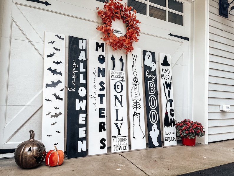 Skeleton Welcome Sign: Halloween Porch Leaner, Witch Decor - Etsy