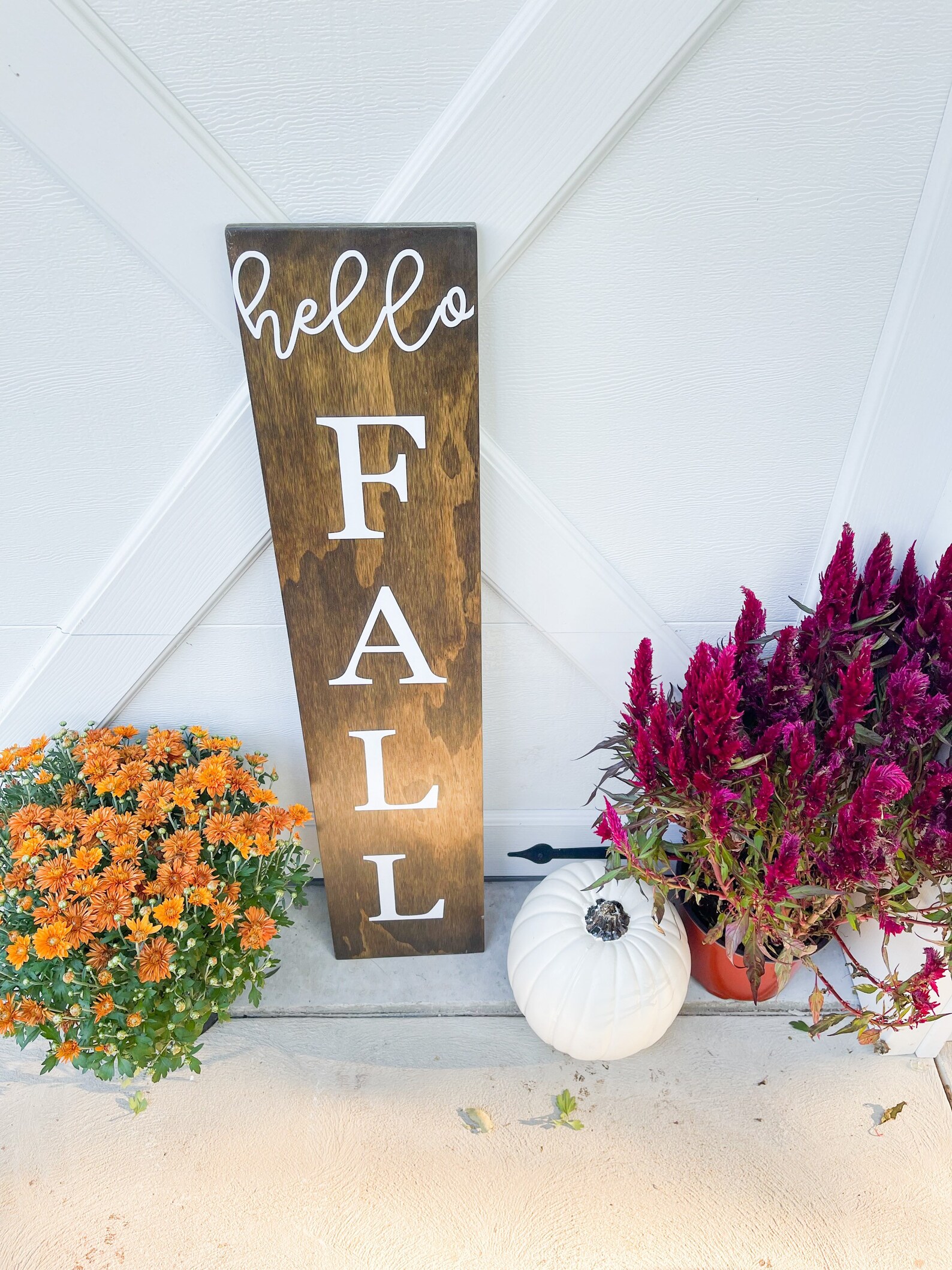 Fall Porch Sign Decor Porch Leaner Hello Fall Autumn - Etsy