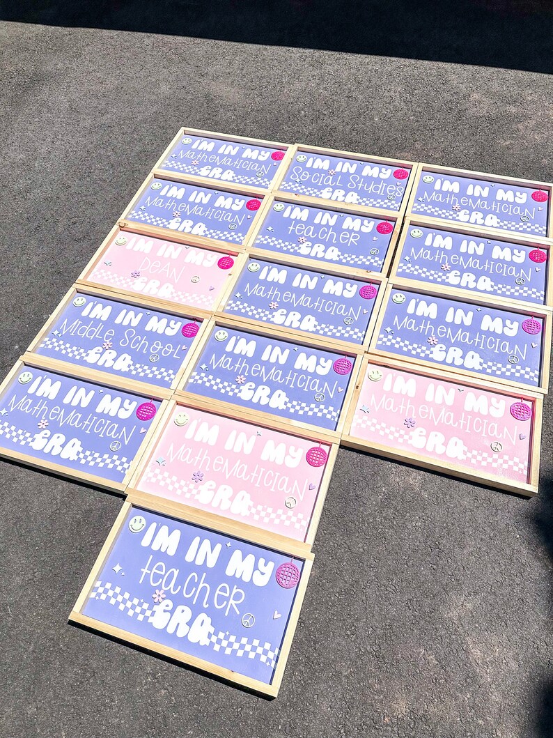 Retro Teacher Sign: Groovy Classroom Decor - Math Era - Etsy