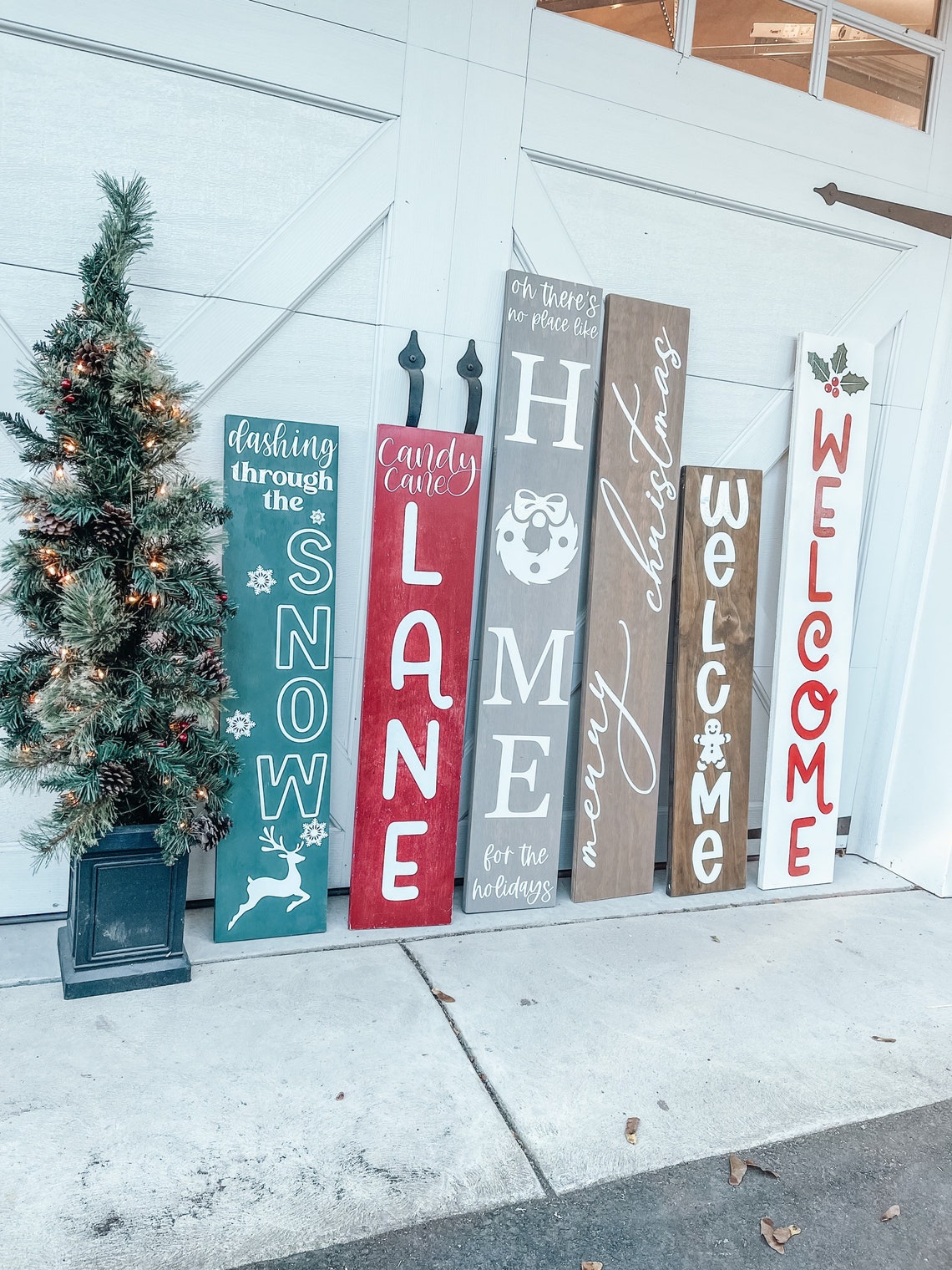 Christmas Welcome Sign Porch Leaner - Candy Cane Lane Merry Christmas ...