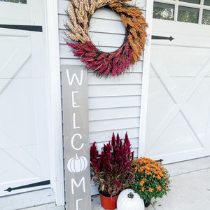 Fall Porch Sign Decor - Porch Leaner - Hello Fall Autumn Pumpkin ...