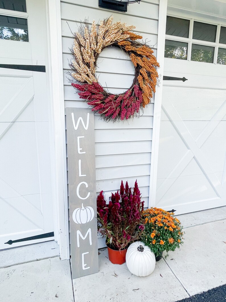 Fall Porch Sign Decor - Porch Leaner - Hello Fall Autumn Pumpkin ...