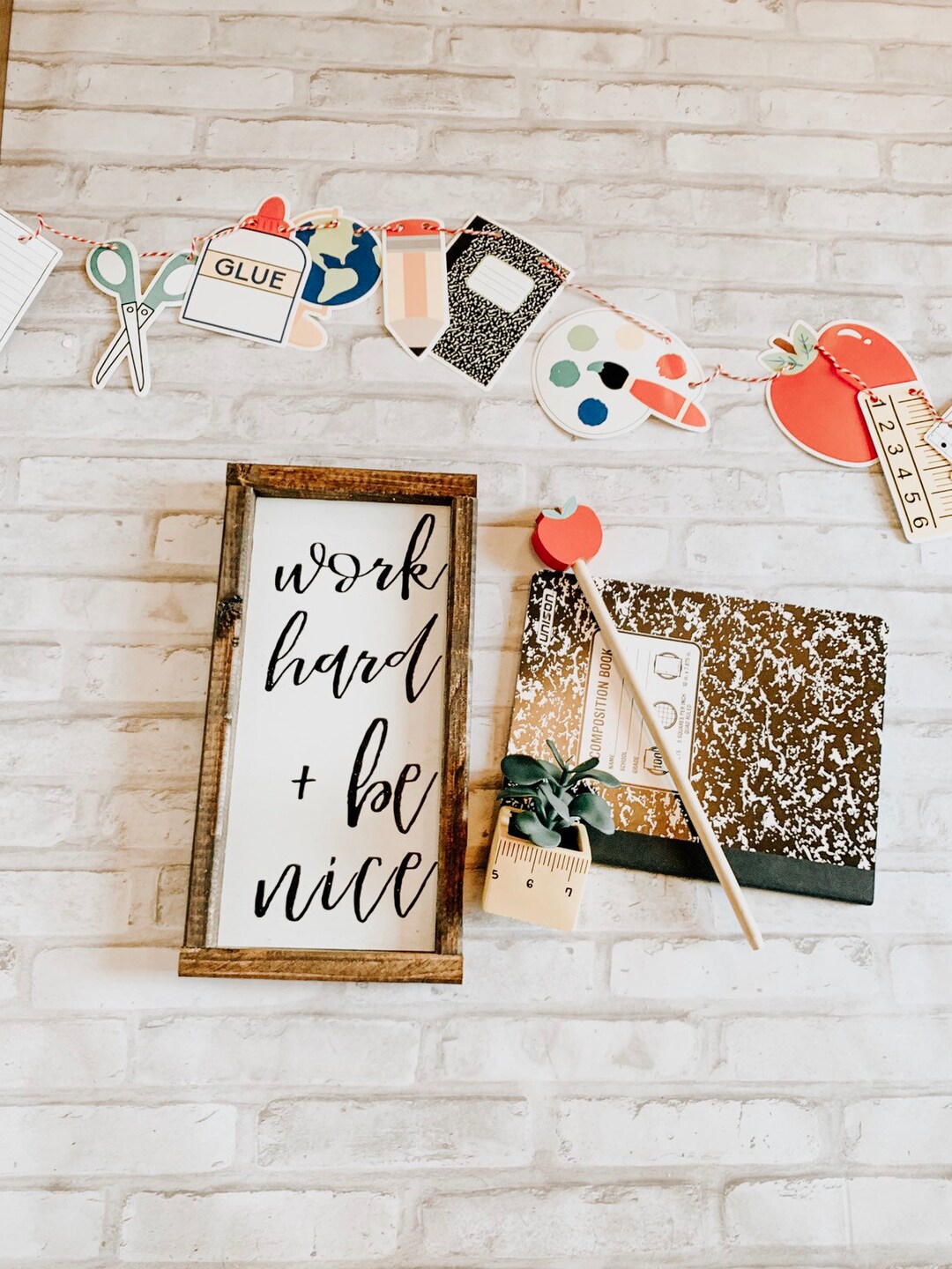 Teacher Gift/ Work Hard and Be Nice - Classroom Decor - Teacher Gift ...