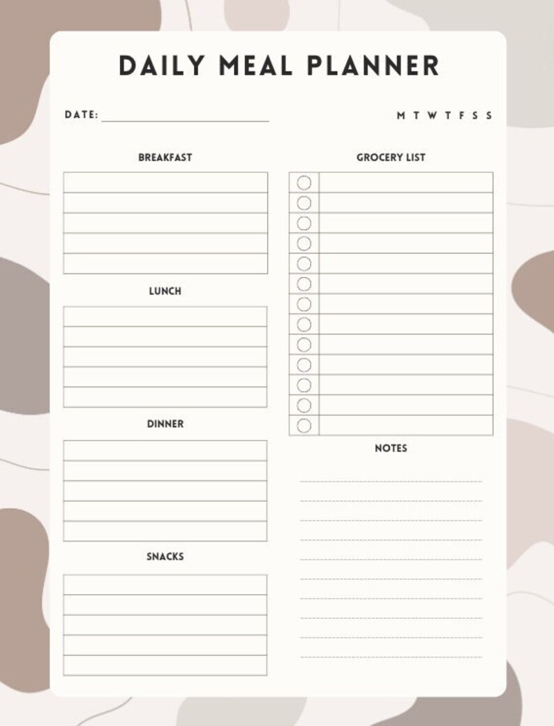Daily Meal Planner [template] - Etsy