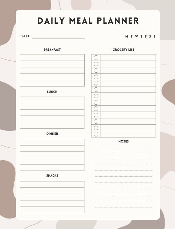 Daily Meal Planner [template] - Etsy
