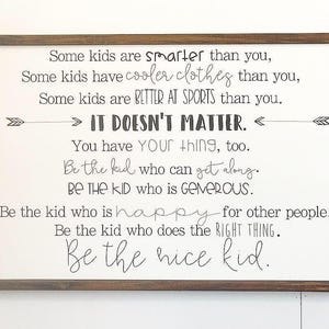 Be the Nice Kid Sign: Nursery Decor, School Wall Art - Etsy