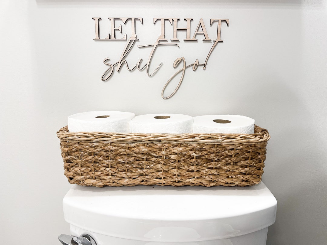 Let That Shit Go Bathroom Wall Cutout | Funny Bathroom Decor | Bathroom ...
