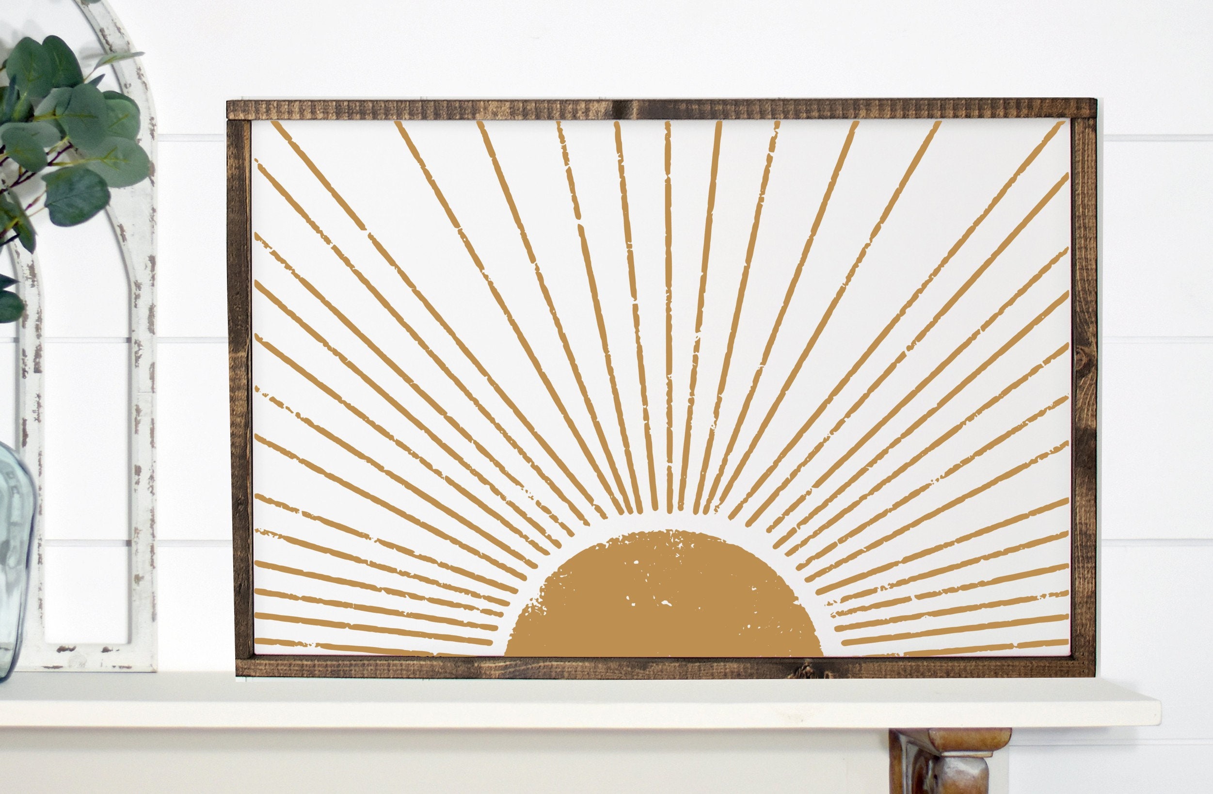 Sunburst Boho Framed Wood Sign - Etsy