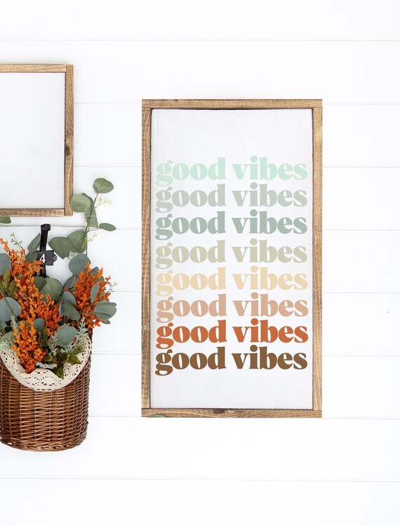 Good Vibes Boho Wall Decor Framed Sign Inspirational | Etsy