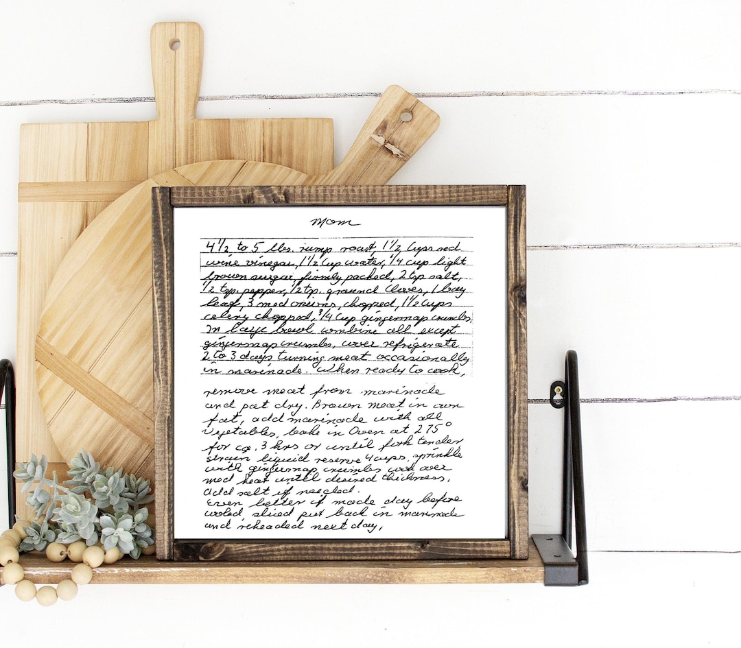 Custom Framed Handwritten Recipe Wood Sign - Etsy