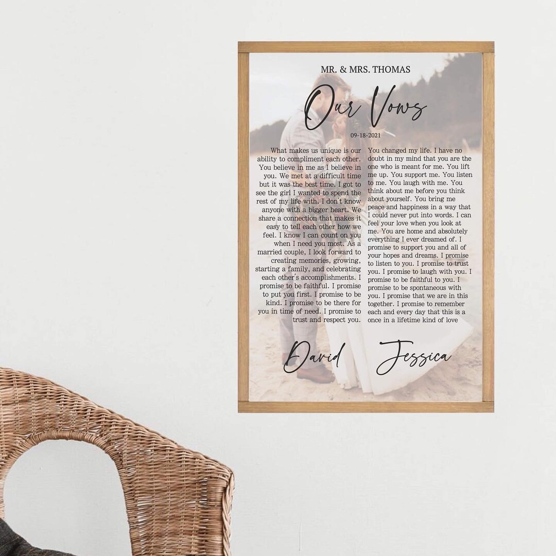Wedding Vow Prints Wedding Vow and Photo Sign Personalized Wedding Vows ...