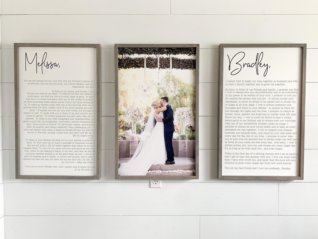 Custom Wedding Vows Wood Sign Set: Photo & Vows Prints - Etsy